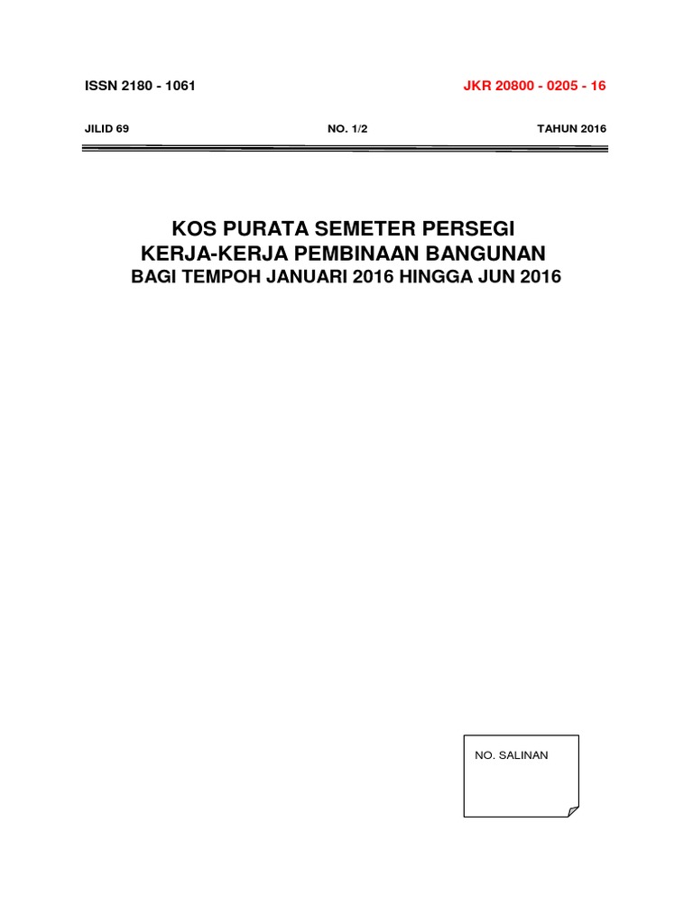 2016 - Kos Purata Semeter Persegi (BGNN) | PDF