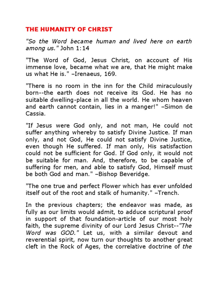 The Humanity of Christ 4 | PDF | Christian Church | Deities