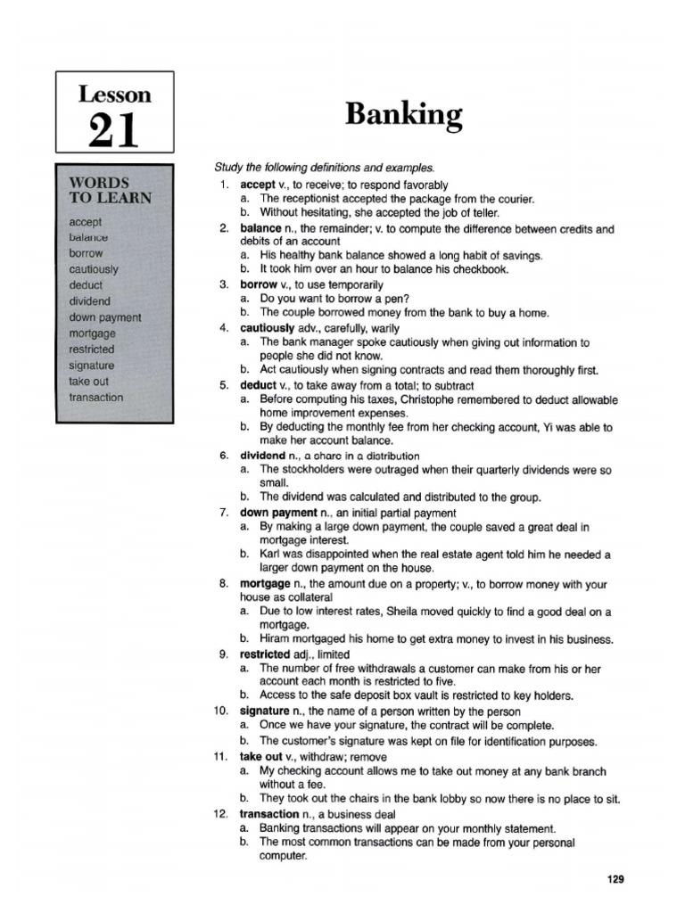 Lesson 21 Banking | PDF
