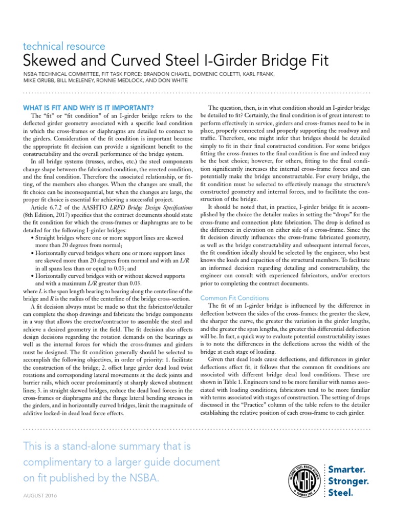 Skewed and Curved Steel I-Girder Bridge Fit: Technical Resource | PDF ...