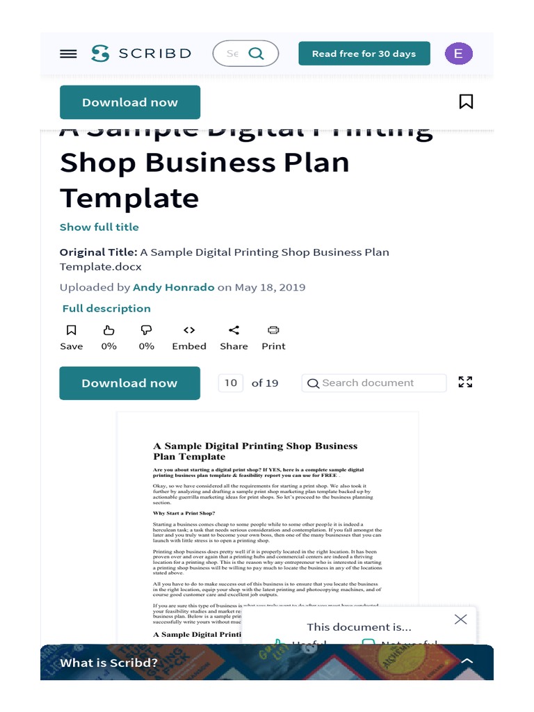 A Sample Digital Printing Shop Business Plan Template: Download Now ...