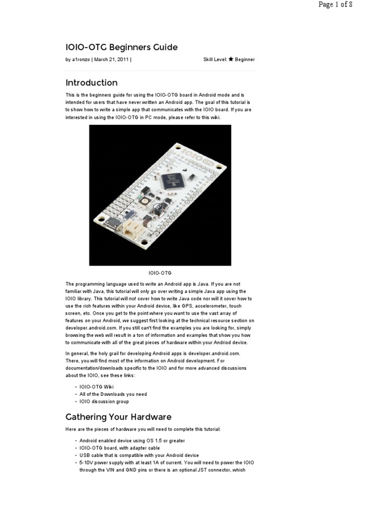 IOIO-OTG BeginnersGuide Web | PDF | Android (Operating System) | Mobile App
