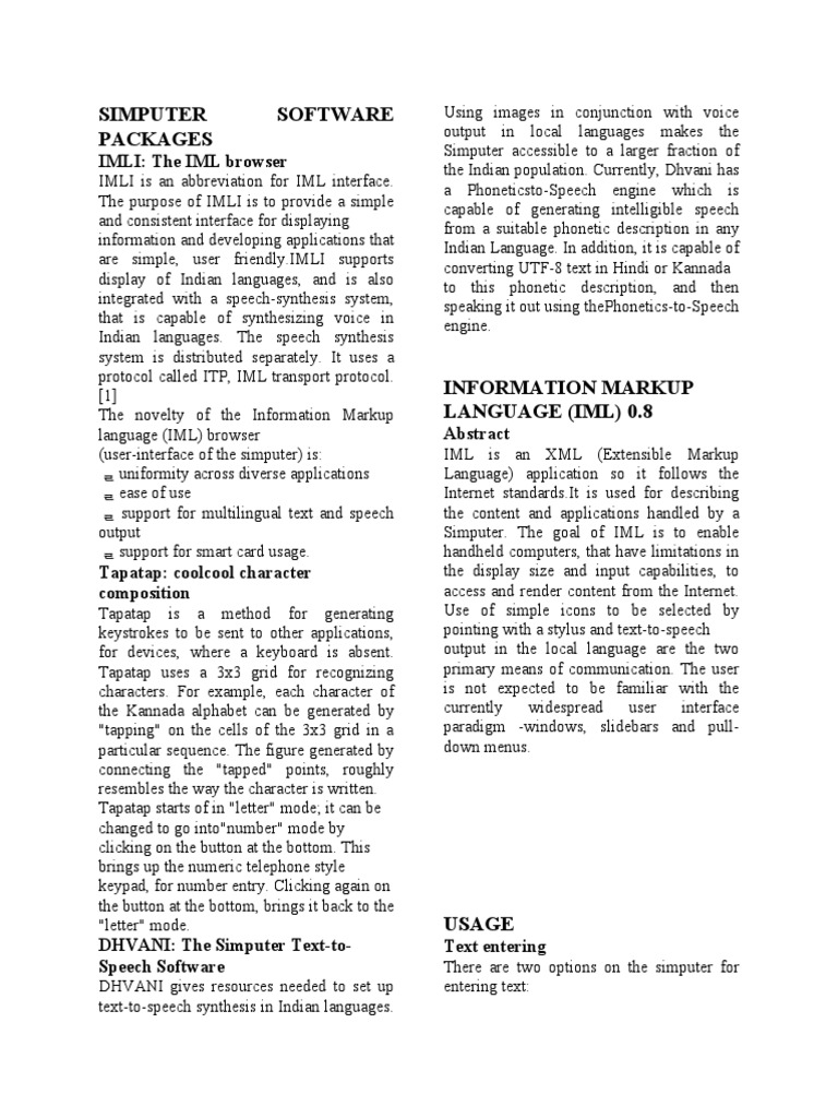 Simputer Software Packages | PDF | Smart Card | Information Age