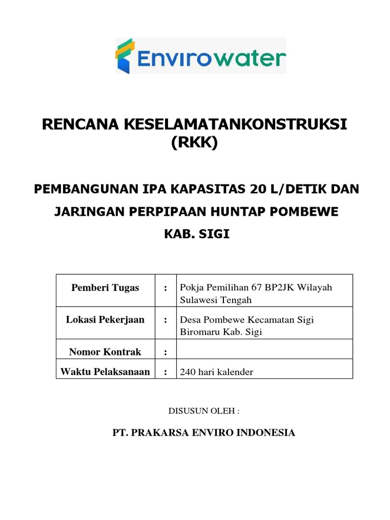 Rencana Keselamatan Konstruksi (RKK) POMBEWE | PDF