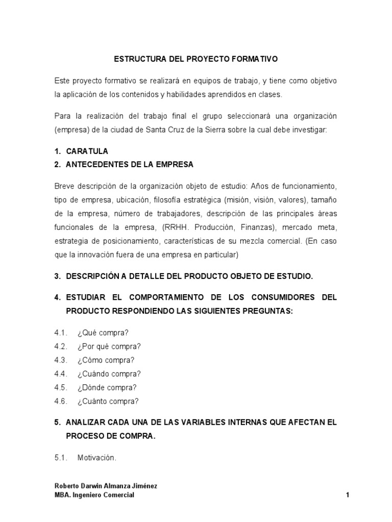 Estructura Del Proyecto Formativo CCC | PDF | Negocios