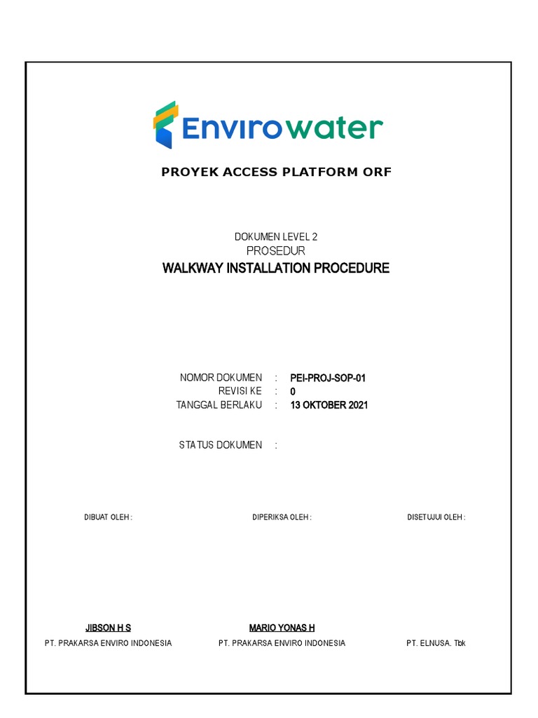 PEI-PROJ-SOP-01 Walkway Installation Procedure | PDF