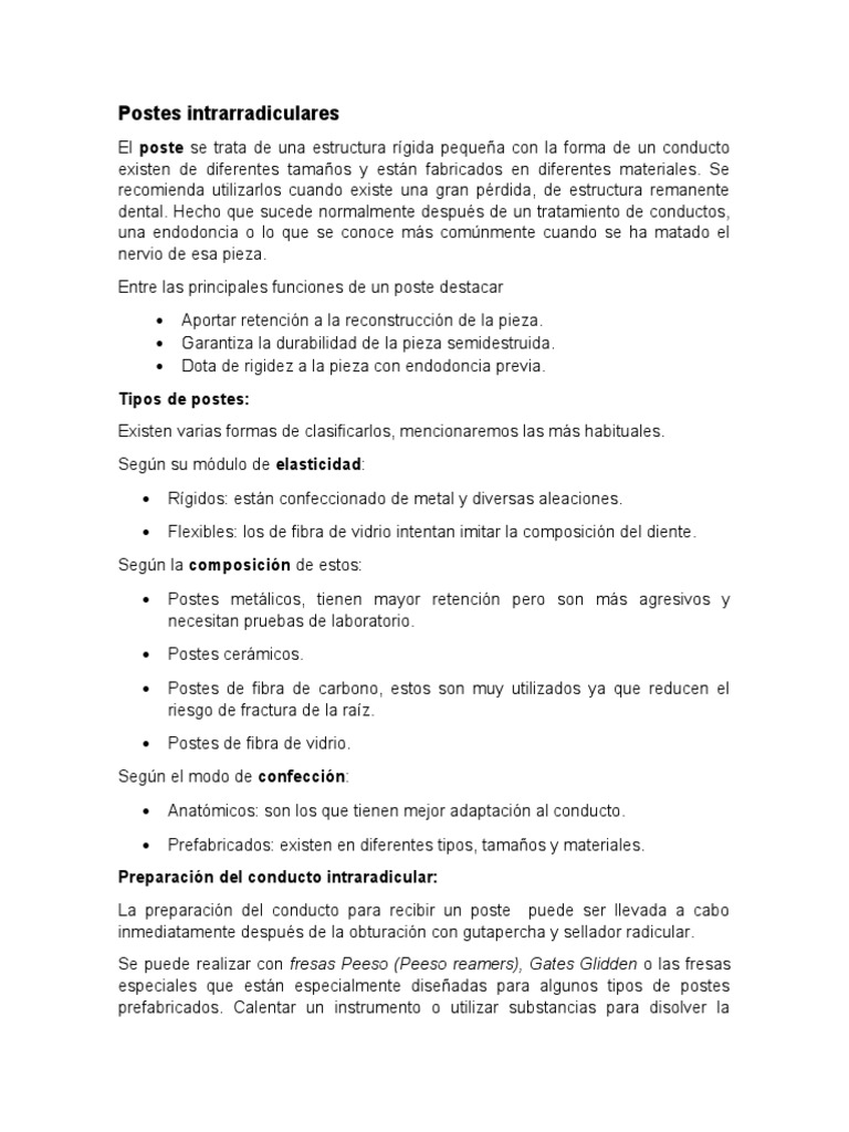 Postes Intraradiculares | PDF | Lentes | Polímeros