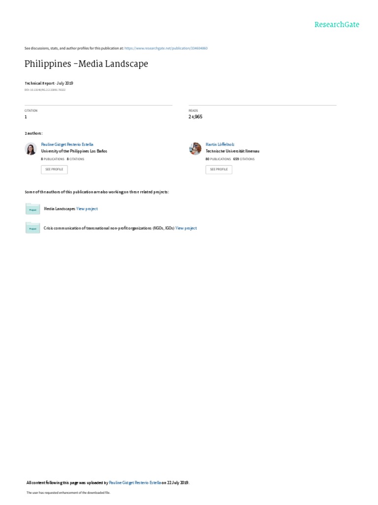 Philippines - Media Landscape: July 2019 | PDF | Mass Media | Popular ...
