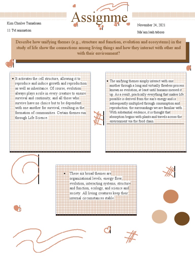 Assignment 2 Quarter 2 Week 2 Unifying Themes (E.g., Structure and ...