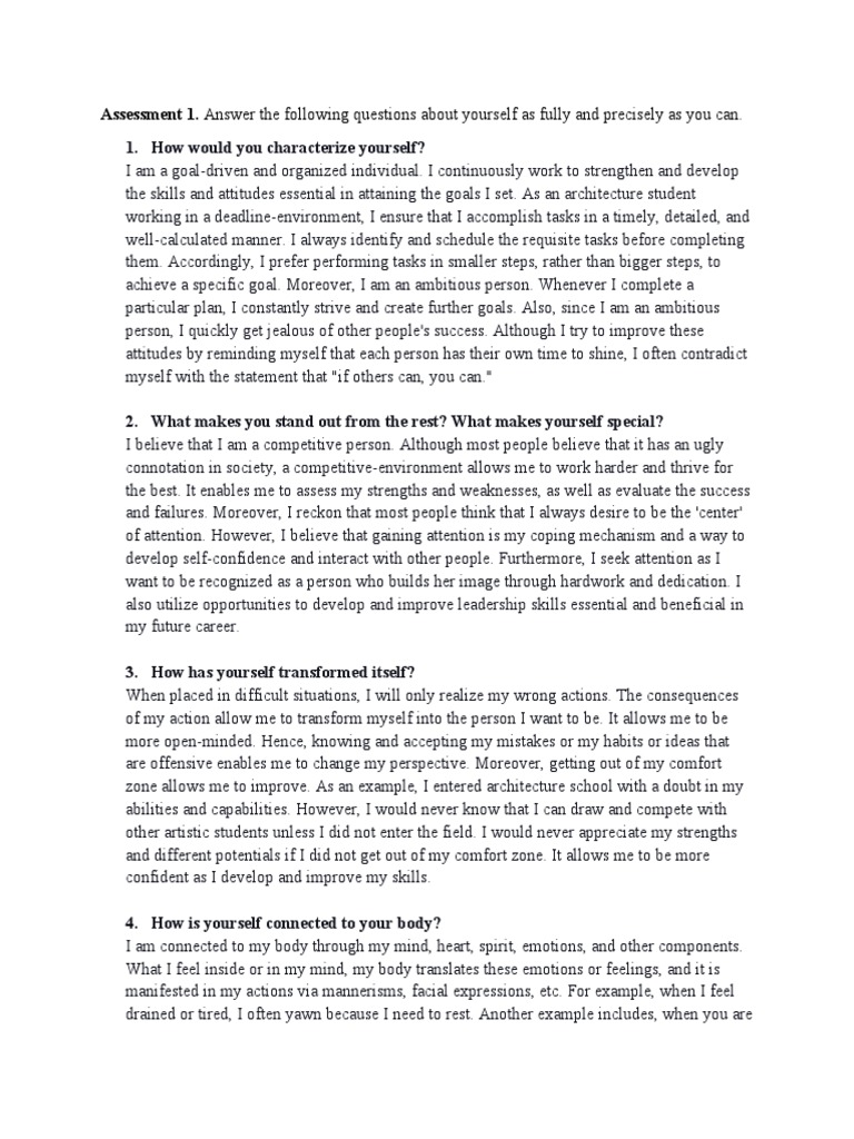 Understanding The Self Activity 2 | PDF | Emotions | Goal