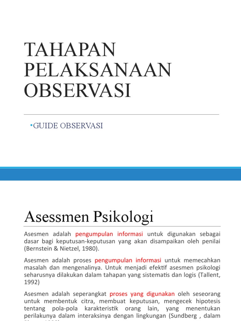 Tahap Pelaksanaan Observasi | PDF