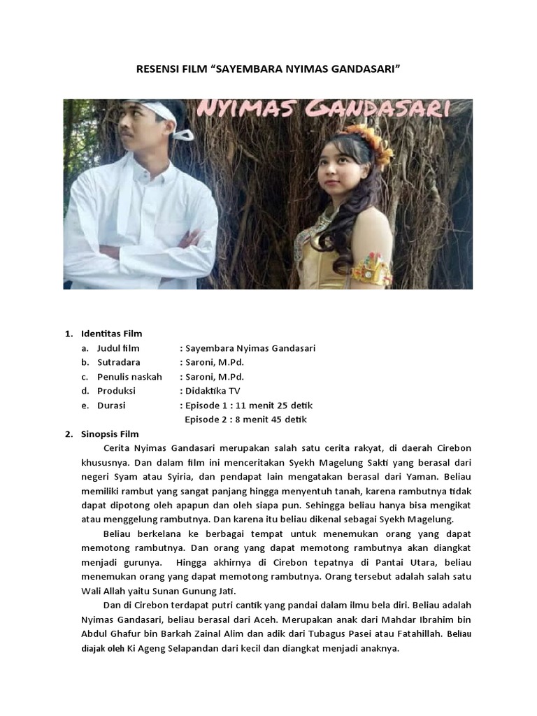 Resensi Film Sayembara Nyimas Gandasari | PDF