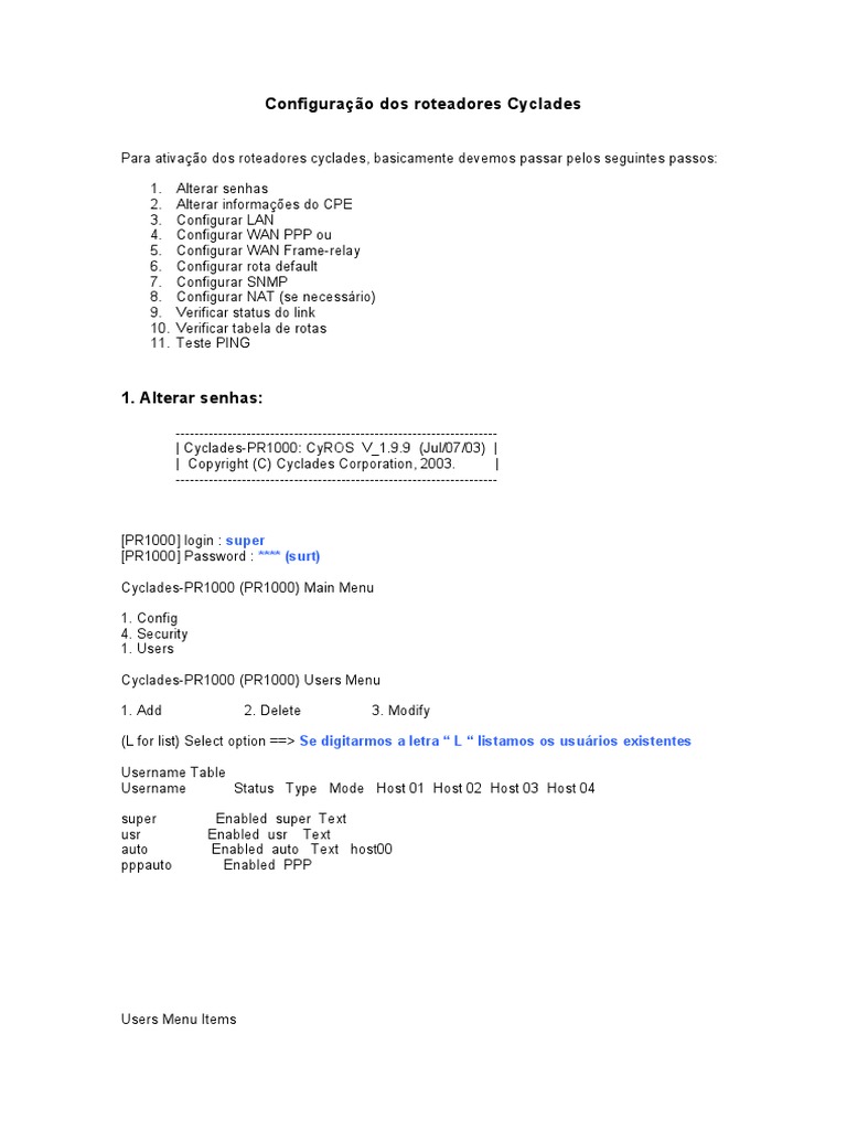 Roteadores Cyclades | PDF | Internet Protocols | Ip Address