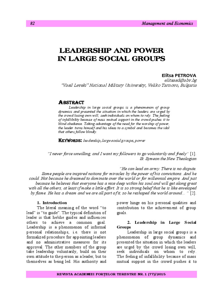 Leadership and Power in Large Social Groups | PDF | Power (Social And ...