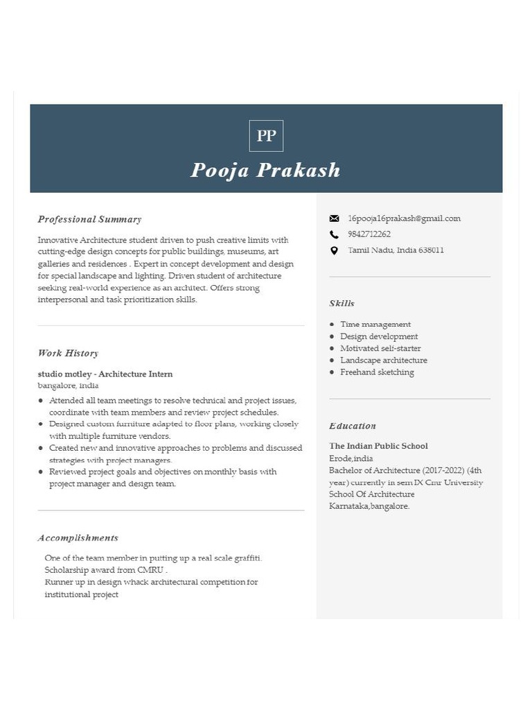 17barc042 Pooja P Resume | PDF