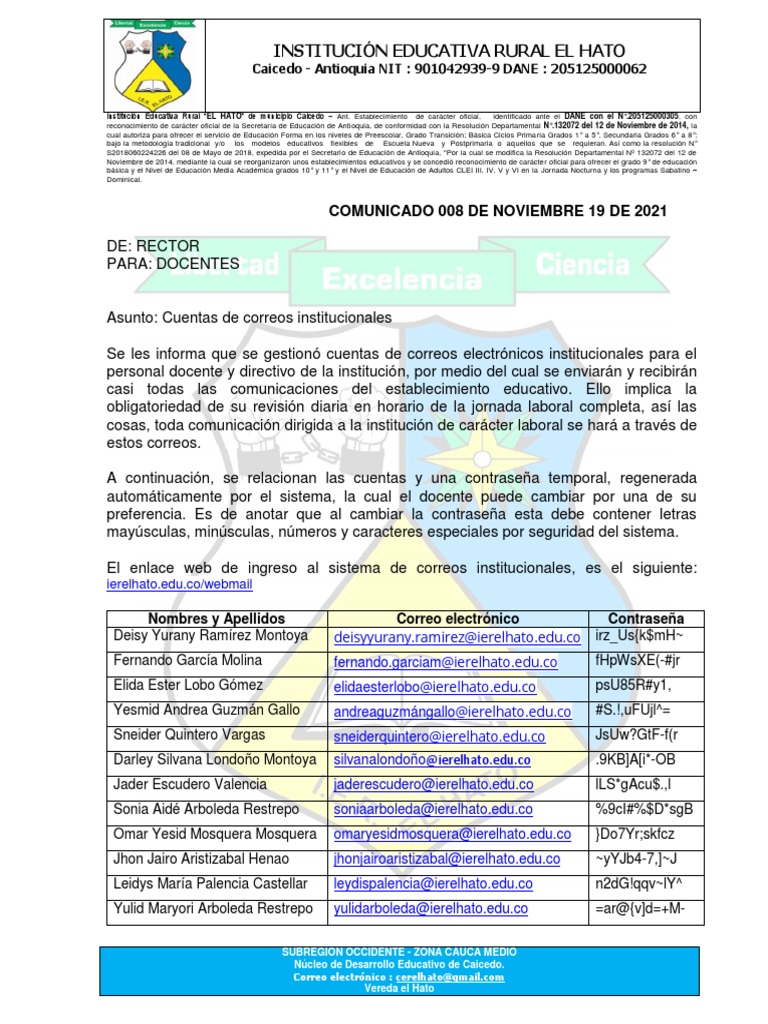 Comunicado 008 | PDF | Educación primaria | Juventud