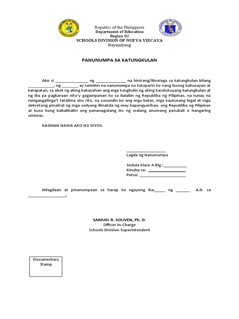 Panunumpa Appointment Paper | PDF
