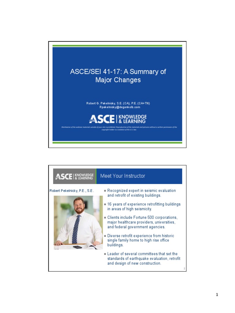 ASCE/SEI 41-17: A Summary of Major Changes: Meet Your Instructor | PDF ...