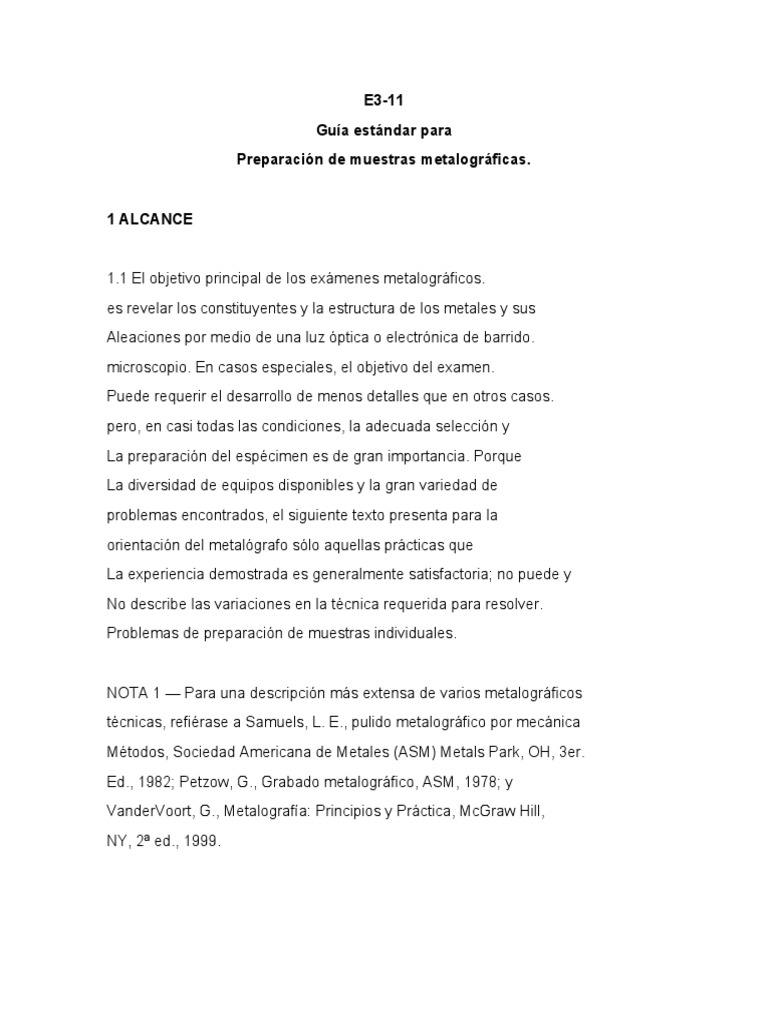 ASTM E3-11 Metalografia Traducción | PDF | Abrasivo | El plastico