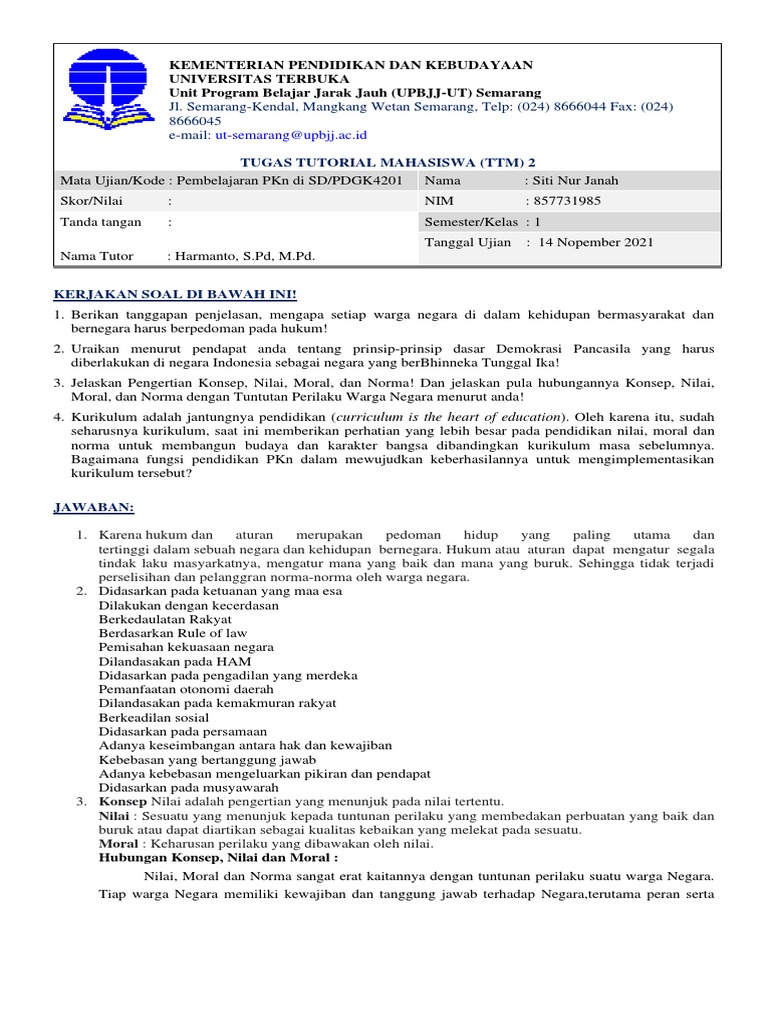 TTM 2 PKN | PDF | Sains & Matematika