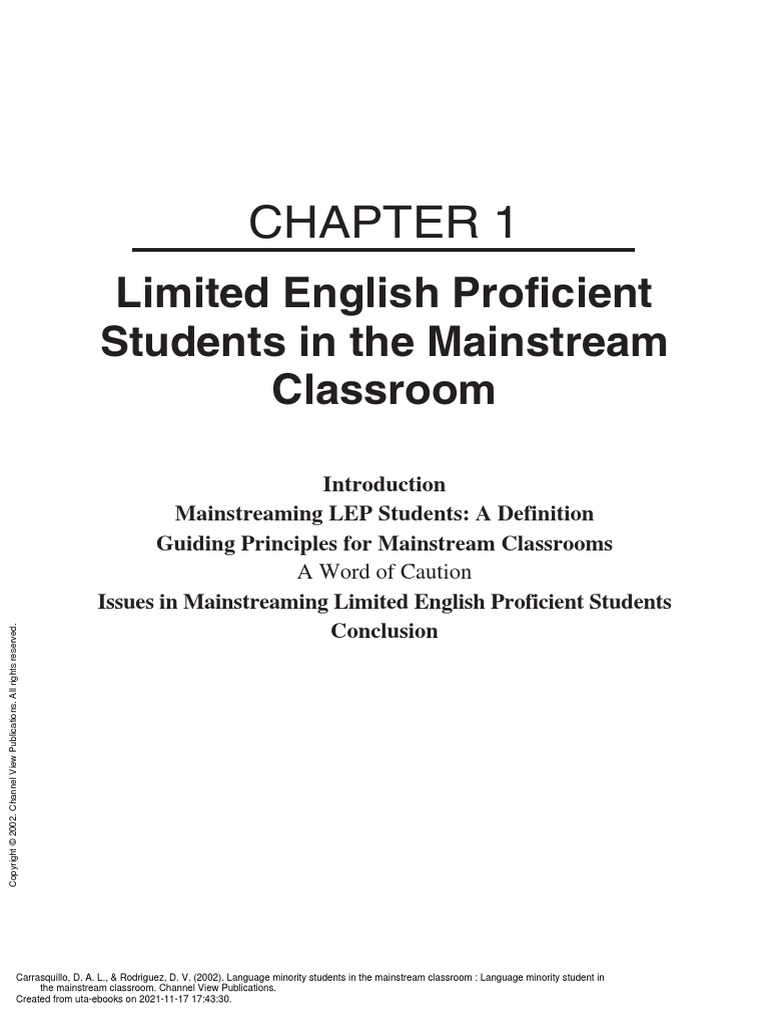 Language Minority Students in The Mainstream Class... | PDF | English ...