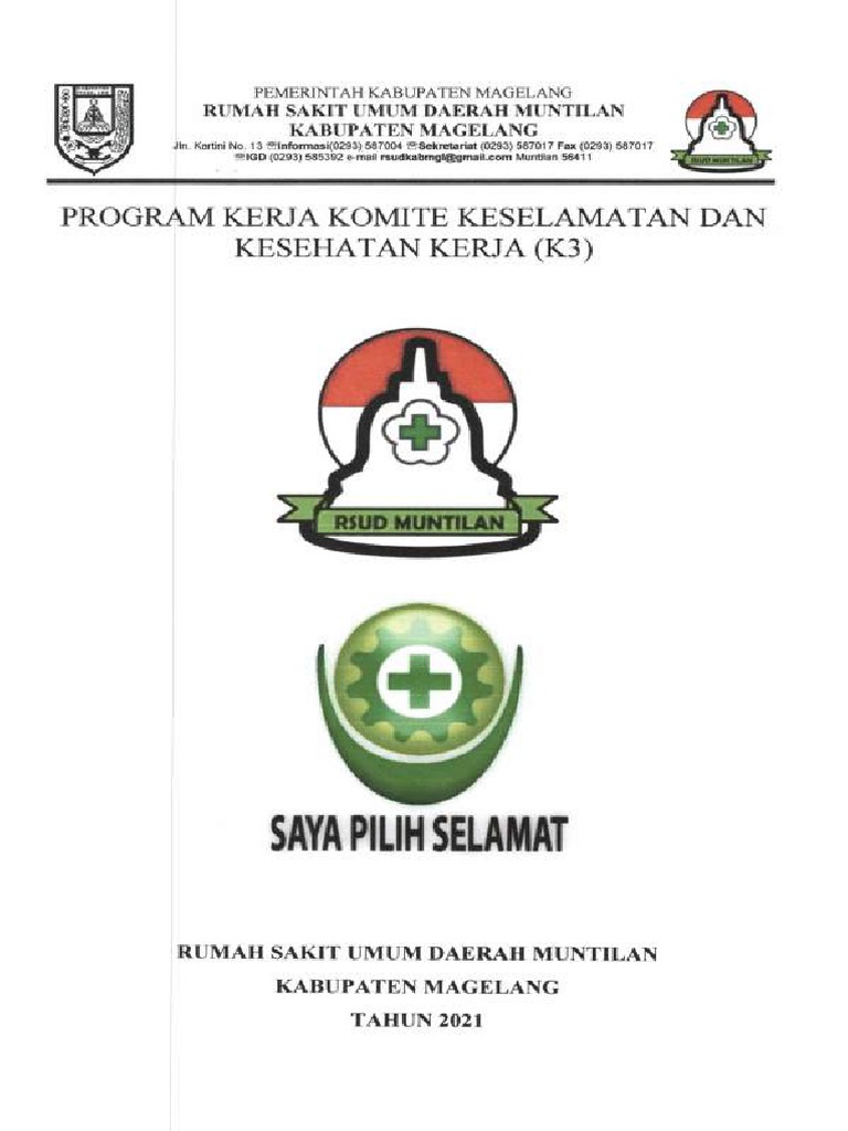 Contoh Program Kerja K3RS RSUD MUNTILAN Dan PIE RS Covid | PDF