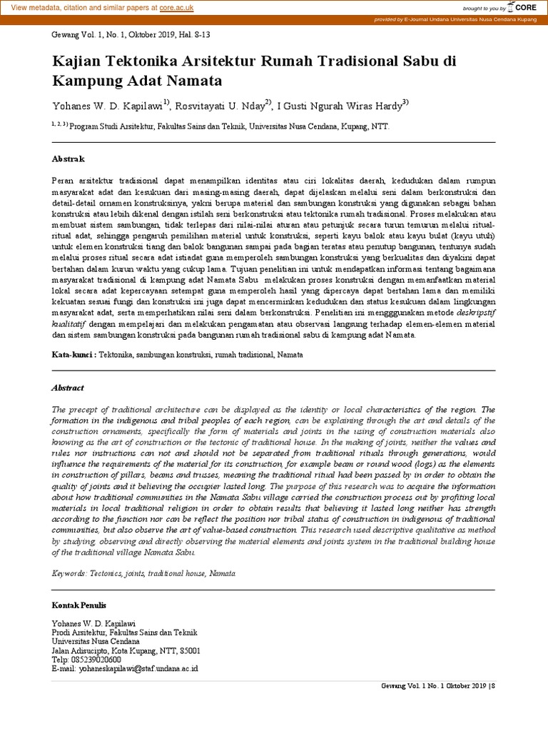Tektonika Rumah Adat Sabu Namata | PDF | Ilmu Sosial | Seni