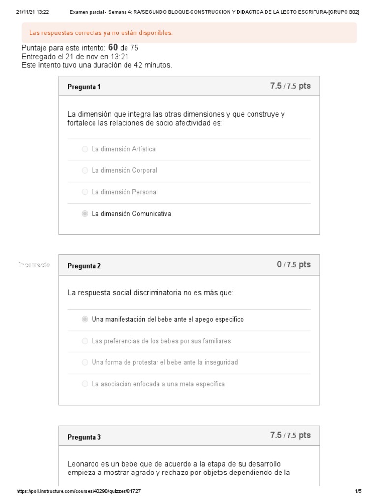 Examen Parcial - Semana 4 - Ra - Segundo Bloque-Construccion y Didactica de La Lecto Escritura ...