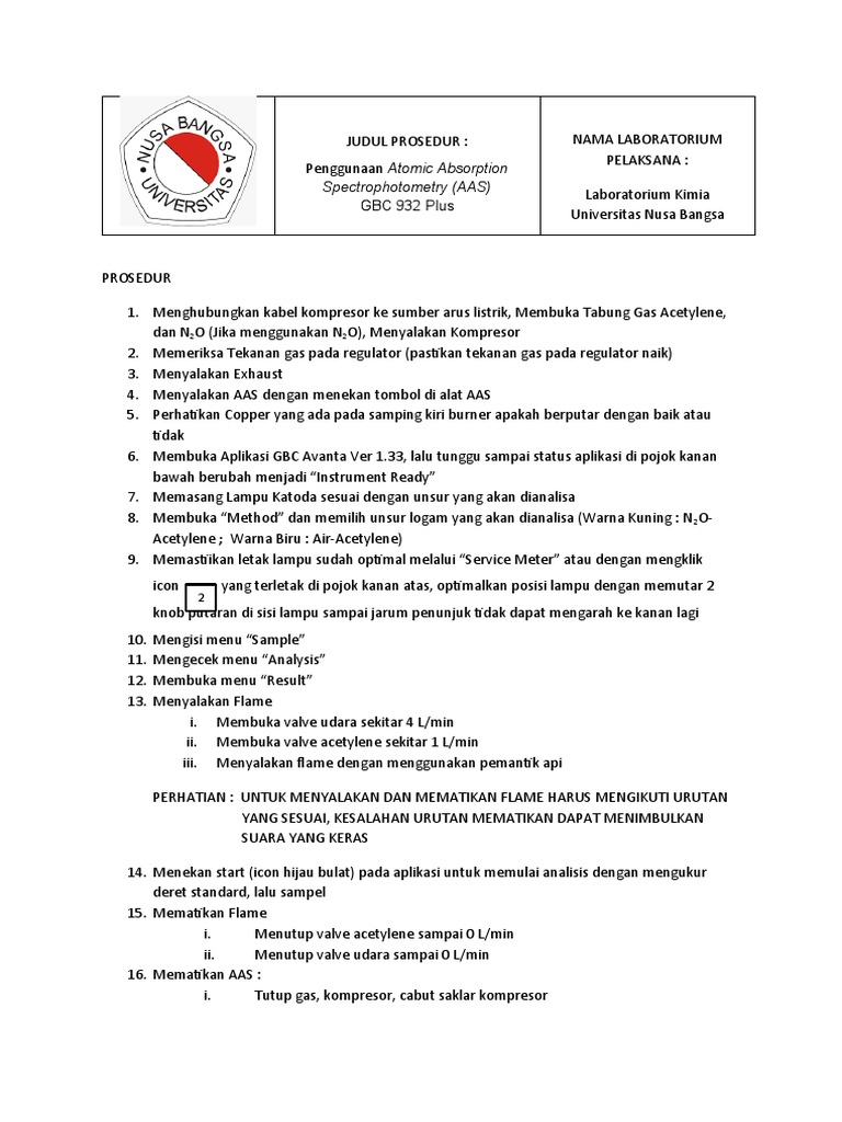 Standar Operational Procedure Aas | PDF