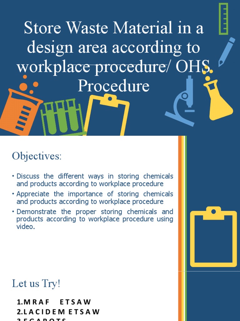 Store Waste Material in A Design Area According To Workplace Procedure ...