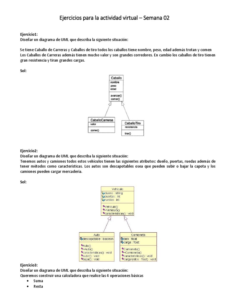 U1 - S2 - Ejercicios para La Actividad Virtual | PDF | Lenguaje de modelado unificado | Herencia ...