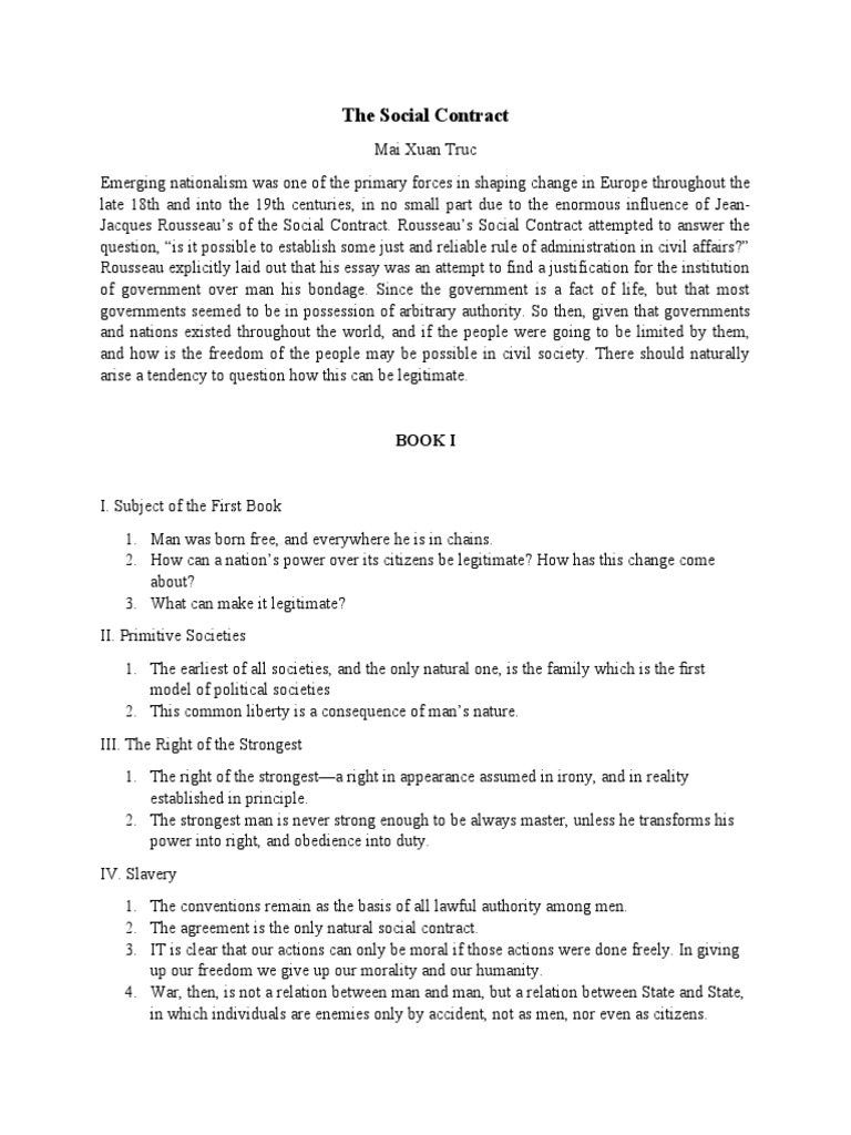Rousseau's Social Contract Explained | PDF | Sovereignty | Social Contract