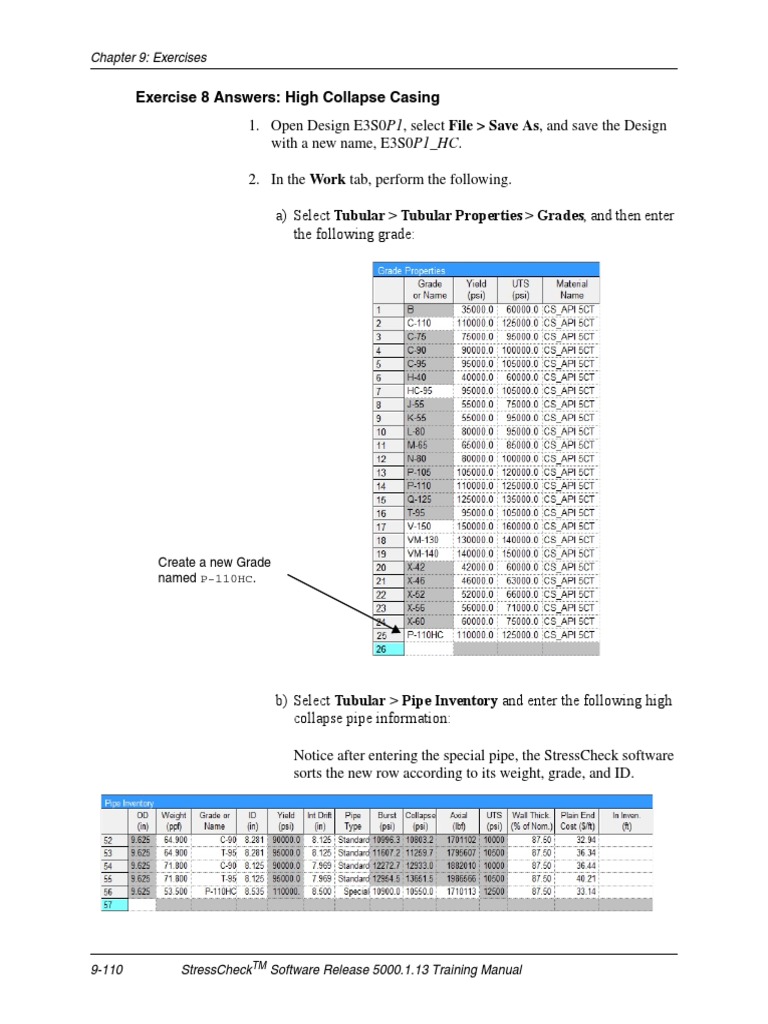 Exercise 8 Answers: High Collapse Casing: Chapter 9: Exercises | PDF