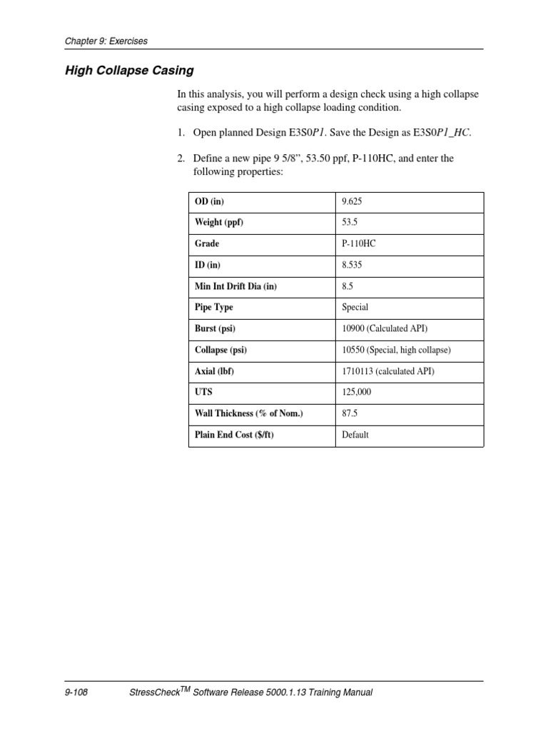 High Collapse Casing: Chapter 9: Exercises | PDF | Technology & Engineering