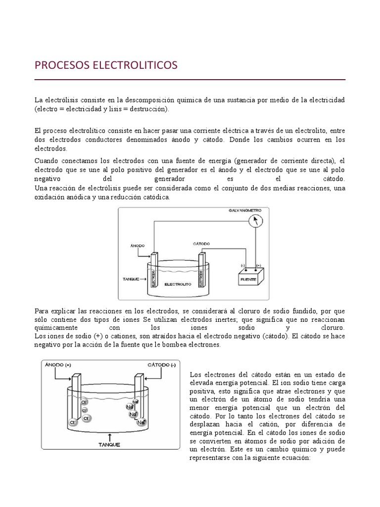 Procesos Electroliticos | PDF | Redox | Ánodo
