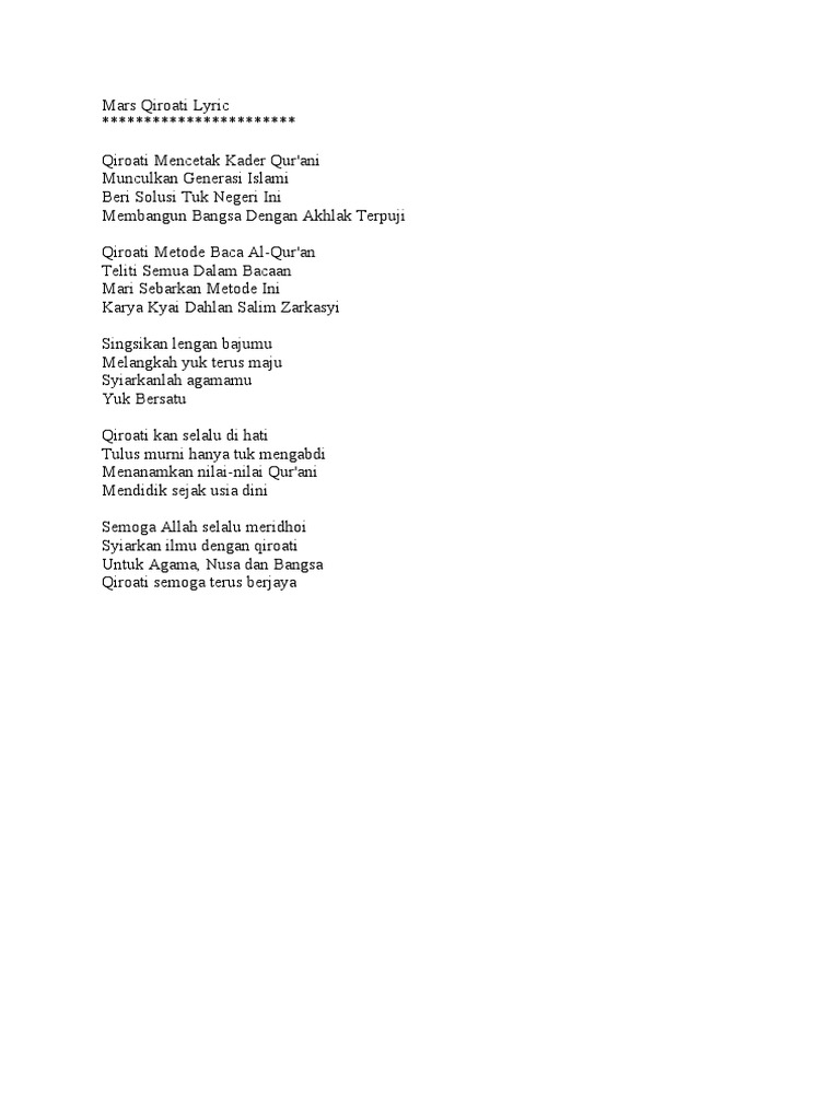 Mars Qiroati Lyric | PDF
