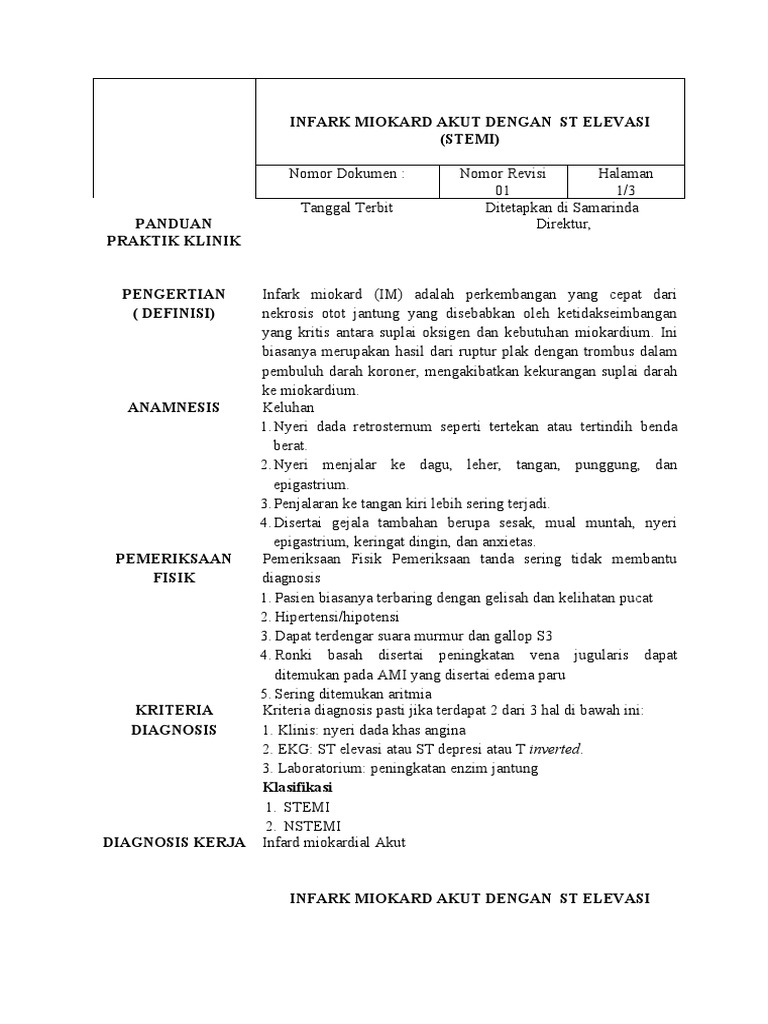 PPK Infark Miokard Akut Dengan ST Elevasi (Stemi) Medis | PDF