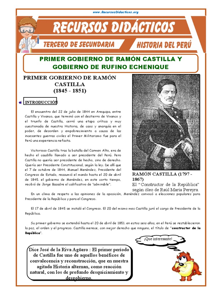 Gobierno de Ramon Castilla y Rufino Echenique para Tercer Grado de ...