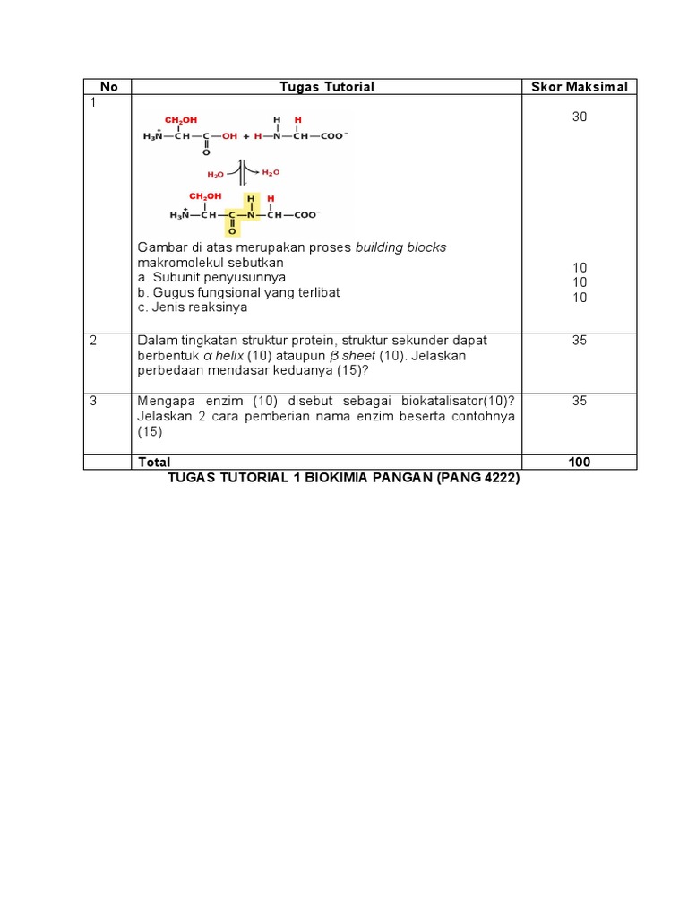 Tugas 1 Tuton Biokimia Pangan | PDF