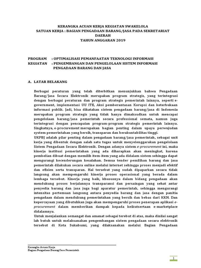 Contoh KAK Swakelola | PDF