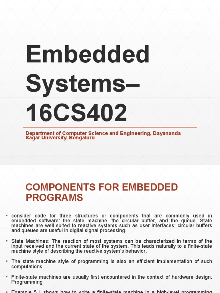 Embedded Systems - 16CS402: Department of Computer Science and Engineering, Dayananda Sagar ...