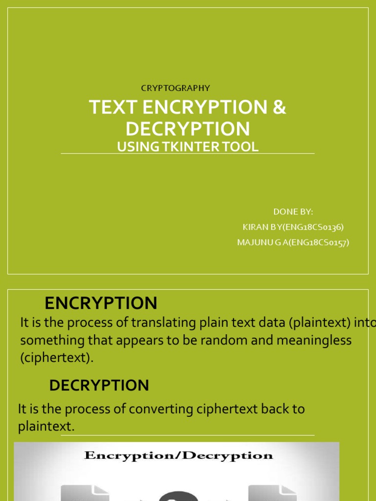 Text Encryption & Decryption: Using Tkinter Tool | PDF