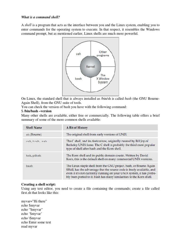 Shell Programming Study Material1 | PDF | Shell (Computing) | Operating ...