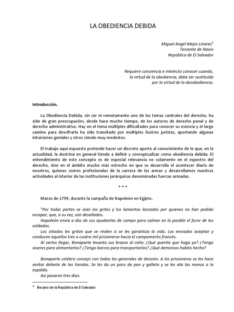 La Obediencia Debida Pdf Libertad Obediencia Comportamiento Humano