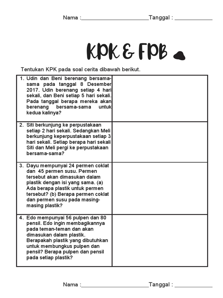 Latihan Soal FPB Dan KPK | PDF