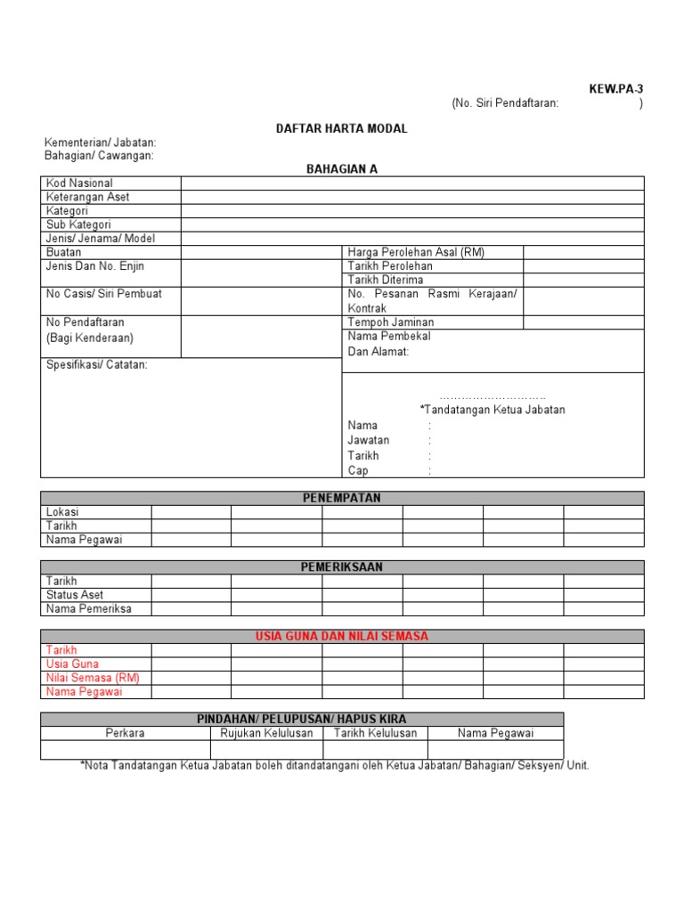 Kew - Pa-3 - Daftar Harta Modal | PDF