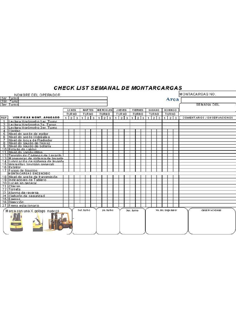 Check List Montacargas | PDF