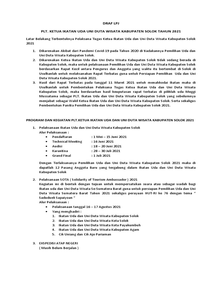 Draf LPJ PLT Ketua Ikatan | PDF | Gaya Hidup