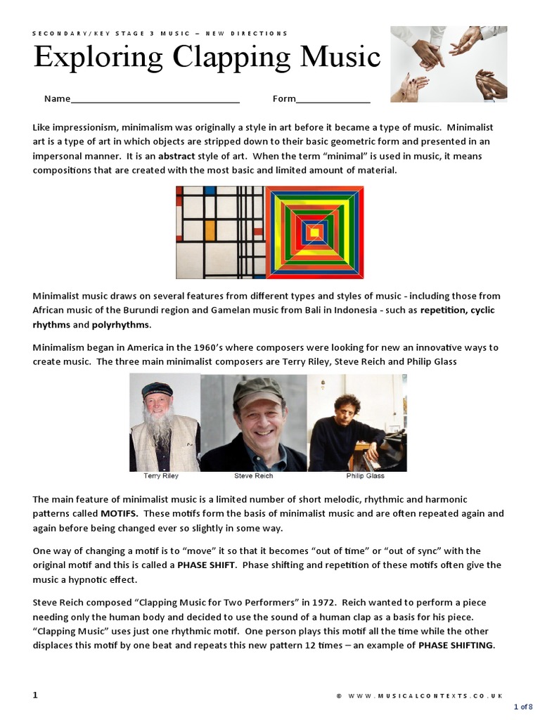 Exploring Clapping Music: Rhythms and Polyrhythms | PDF | Rhythm ...