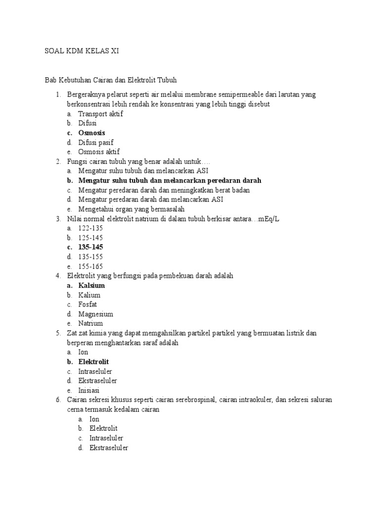 Soal KDM Kelas Xi | PDF